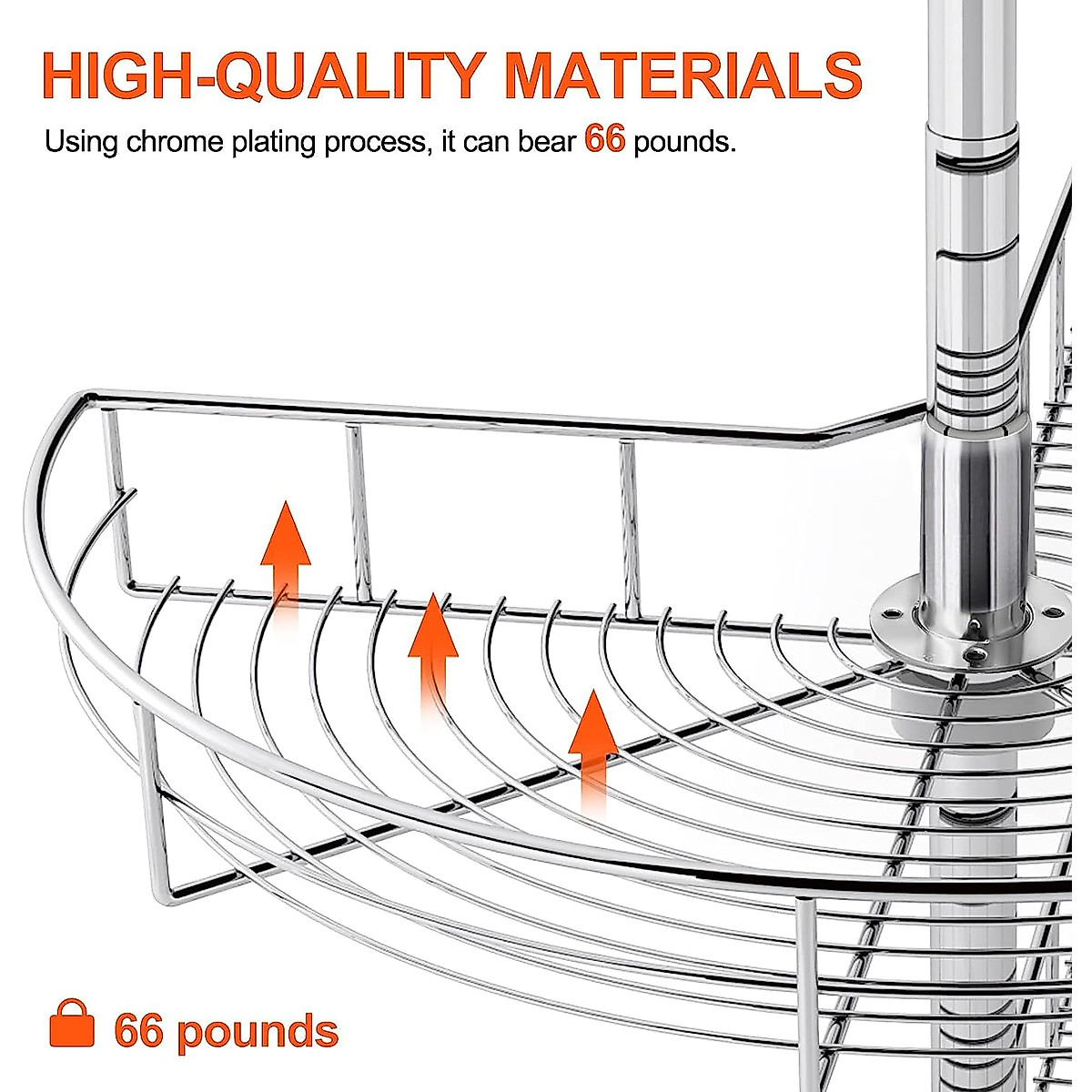 Atposh 28" Kidney Chrome Lazy Susans Kitchen Corner Cabinet Organizer (Not Cabinet Door) 270° 2 Shelf Rotating Storage Rack (28 Inch)