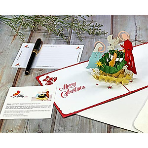 CUTPOPUP Nativity Christmas Card Pop Up, 3D Silent Night Nativity Scene Card Pop Up, Christmas Greeting Card Pop Up Card, Merry Christmas Card