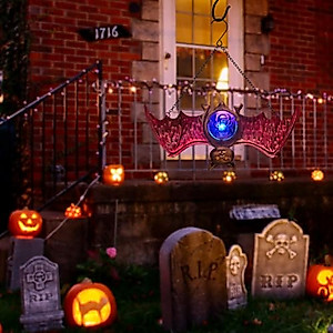 dreamskip Bats Solar Halloween Lights, Halloween Solar Lantern Outdoor, Halloween Bats Hanging Solar Lights, Bats Halloween Decoration for Outside, Yard, Party, Patio, Garden (Purple) (47062813)