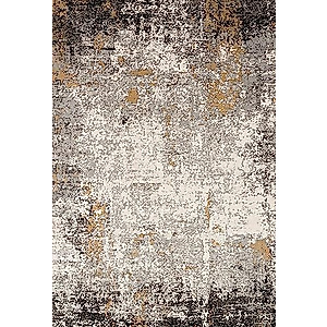 Loloi II Alchemy Collection ALC-02 Contemporary Area Rug 6'-7" x 9'-2" Granite/Gold Rectangular 0.25" Thick