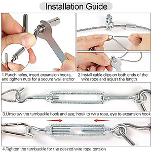 OOTSR Stainless Steel Clothesline, 16.4ft Clothing Wire for Indoor Outdoor, Laundry Drying Rope with Turnbuckle and 6 Clothespins, Heavy Duty Shower Line for Home Camping Accessories