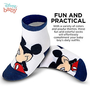 ABG Accessories Baby Girls & Boys Minnie 10-pack Infant Sock, Mickey Mouse-Blue, 0-6 Months