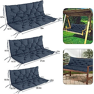 Swing Replacement Cushions with Backrest, Waterproof Bench Cushion for Outdoor Furniture 2-3 Seater Washable Swing Replacement Cushions, Overstuffed Swing Pad for Garden Patio (60x40 in, Navy Blue)