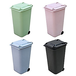 TOYMYTOY 4Pack Mini Wastebasket Set,Desk Trash Can with Lid Desktop Garbage Organizer Storage Bin Pen Pencil Cup Holder Office Supplies