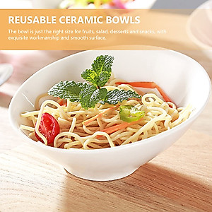 Luxshiny Ceramic Salad Bowls Porcelain Serving Dish White Angled Ceramic Bowls Large Salad Mixing Bowl for Weddings Events Birthday Party Soup Rice Prep