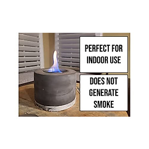 Davis&Company Concrete Tabletop Fire Pit - Bundle Kit - Isopropyl Fire Pit, with Roasting Sticks, Mini Personal Fireplace for Indoor & Patio - Ethanol Fuel, with Portable Fuel Funnel