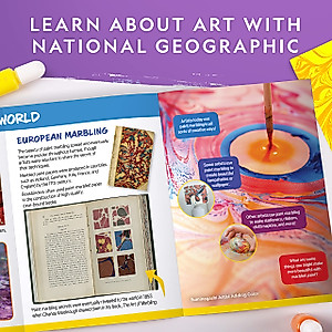 NATIONAL GEOGRAPHIC Marbling Art Kit - Create 12 Sheets of Marble Art with Paints & Water, Crafts for Kids, Amazon Exclusive