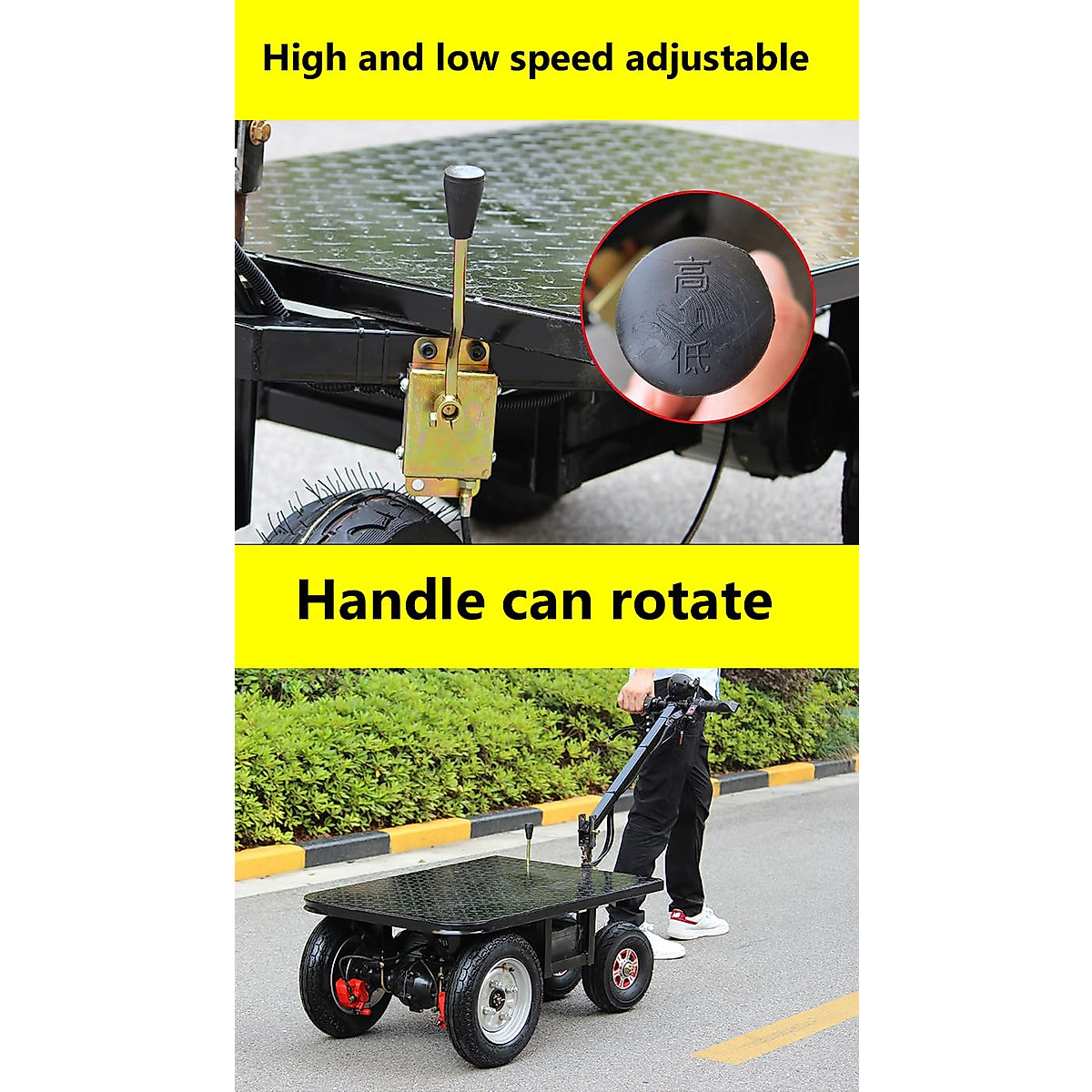 SwAcch Commercial Electric Products Platform Truck Motorized, Heavy Duty Table Cart Dolly, Pallet Truck Dolly, Large Capacity Foldable Rideable Electric Tow Tractor with Platform,1300lb