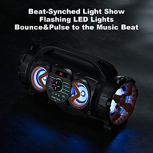 Bluetooth Speaker, 70w Speakers Bluetooth Wireless with Subwoofer, Colorful Lights, Microphone, FM Radio, Portable Bluetooth Speakers Loud Boom Box for Party, Outdoor