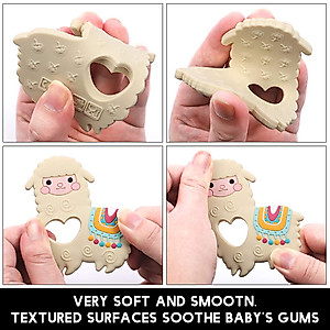 Baby Llama Silicone Teether,Sensory Chew Toys,BPA Free Soft and Effective Infant Teething Pain Relief Toys,Freezer Safe,Food Grade Silicone,Best Shower Gift for Boys and Girls (Yellow)