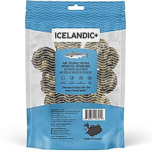 Icelandic+ Plus: Cod Skin Rolls Dog Treat, 3-oz Bag, 100% Edible and Digestible, No Additives, No Preservatives or Supplements, Full of Omega-3 for Healthy Skin and Shiny Coat