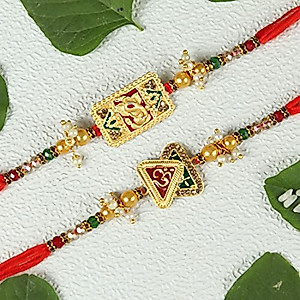 TIED RIBBONS Rakhi for Brother Set of 2 Rakhi | Rakhi Card | Roli Chawal Tika | - Raksha bandhan Rakhi Bracelet for Brother Rakhi Set of 2 | Rakhi Thread | Rakhi Gifts for Brother