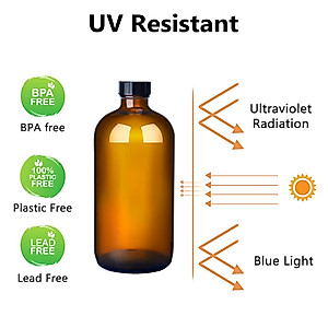 Amber Glass Spray Bottles, 3 Pack 8 Oz Amber Spray Bottles, Refillable Empty Spray Bottles with Adjustable Nozzle, for Essential Oils, Cleaning Solutions, Aromatherapy, Facial Hydration, Hair Mister