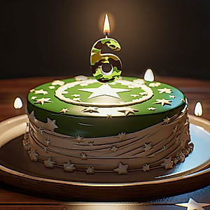 MTLEE Camo Number Birthday Candles Army Themed Birthday Cake Candles Camo Party Supplies Decorations Cake Candles for Birthday Hunting Themed Party Camouflage Motif Graduation Party(Number 6)