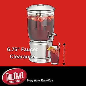 Tablecraft 2.5 Gallon Drink Dispenser with Fruit Infuser & Stand | BPA Free | Tritan Stainless Steel | Cold Beverage Dispenser for Catering, Buffet or Home Use (75)