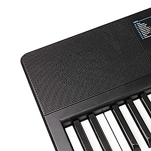 RockJam Compact 61 Key Keyboard with Sheet Music Stand, Power Supply, Piano Note Stickers & Simply Piano Lessons