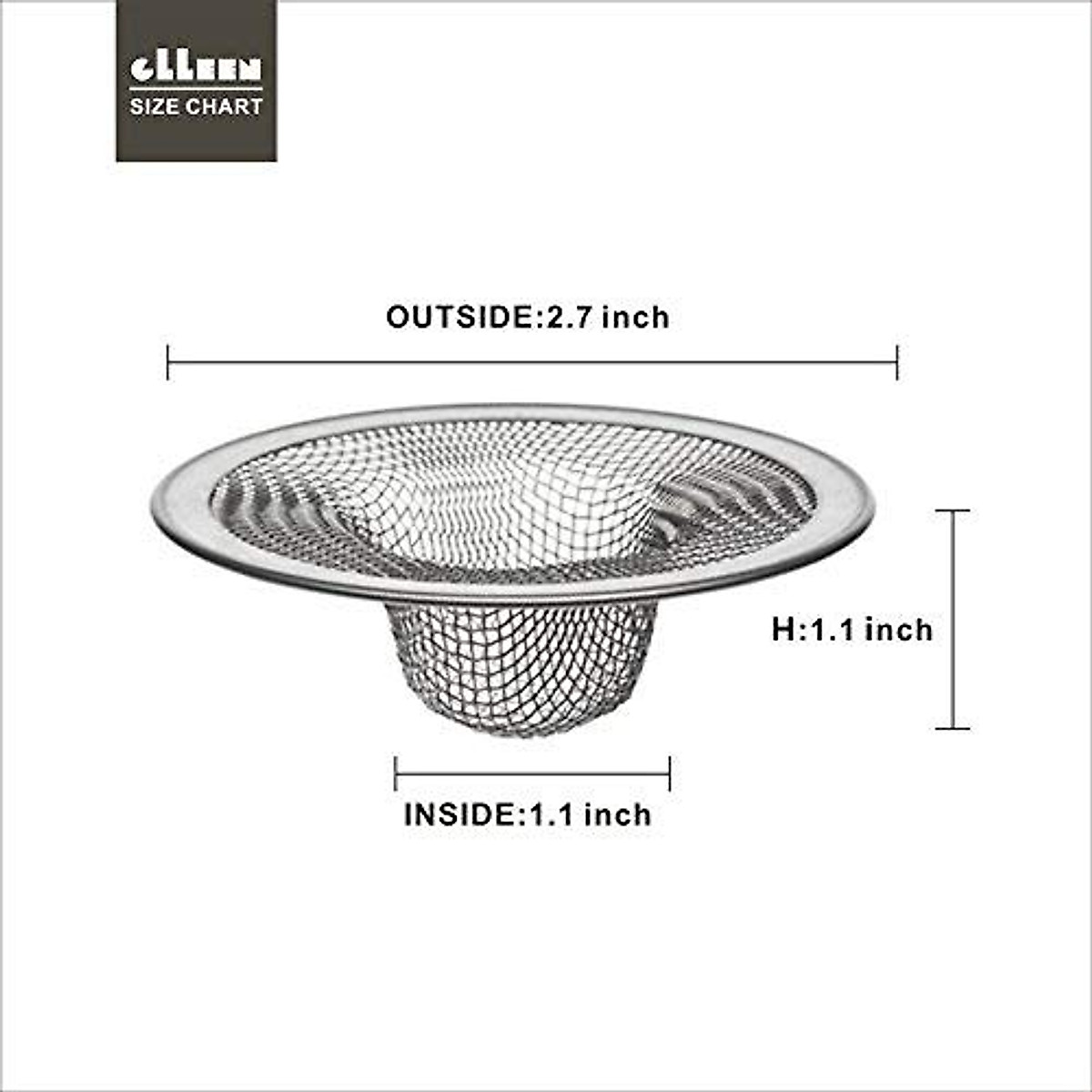 Drain Hair Catcher,Mesh Metal Sink Strainer Set of 2,Fits for Bathroom Bathtub Wash Basin Hole Shower Drains(2.75" Top / 1")
