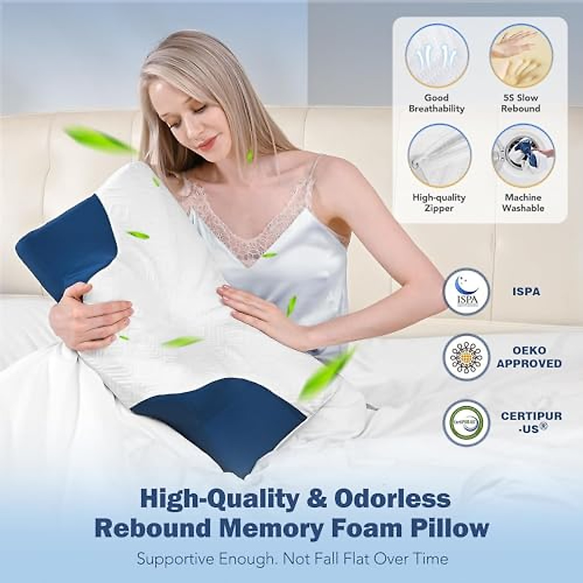 Neck Pillow Memory Foam Pillows - Cervical Neck Support Pillow for Pain Relief Contour Ergonomic Sleeping Pillow Orthopedic Bed Pillows for Side Back Stomach Sleepers, Washable Cover, Ideal Gift