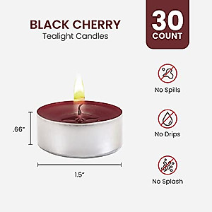 Black Cherry Candle Scented Candles Tea Lights Candles - Black Cherry Tealights - 30 Pack - Black Cherry Tea Lights with 3-4 Hour Burn Time Tea Candles - TeaLight Candles for Holiday, Wedding and Home