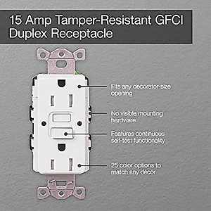 Lutron, White CAR-15-GFST-WH Claro 15-Amp Self-Testing Receptacle
