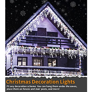 Christmas Lights Outdoor Decorations, 1040LED 100FT 8 Modes Curtain Fairy String Lights Decor with 240 Drops, Plug in Waterproof Timer Memory Function for Christmas Holiday Wedding Party (Cool White)