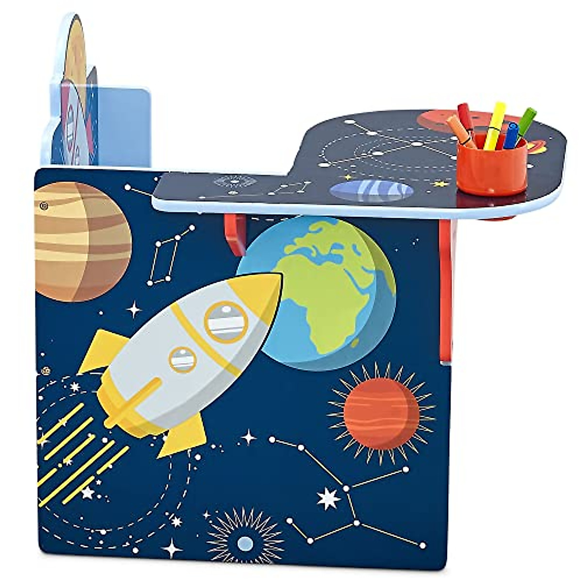 Delta Children Space Adventures Chair Desk with Storage Bin - Ideal for Arts & Crafts, Snack Time, Homeschooling, Homework & More - Greenguard Gold Certified, Blue
