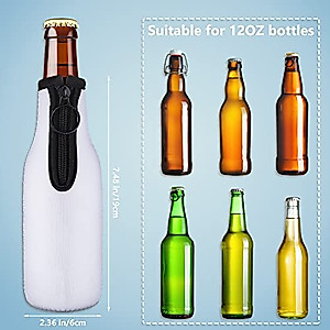 Sublimation Blanks Beer Bottle Insulator Sleeve, 12 Pack 12oz Standard Beer Bottle Cooler Covers Zip-up Bottle Jackets Personalized Sublimation Neoprene Sleeves for Summer Pool Beach Party Favors