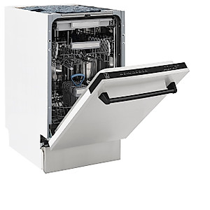 ZLINE Autograph Edition 18" Compact 3rd Rack Top Control Dishwasher in Stainless Steel with Matte Black Handle, 51dBa (DWVZ-304-18-MB)