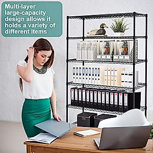 6 Tier Wire Rack Storage Shelves Metal Shelf Wire Shelving Unit with Wheels Heavy Duty NSF Utility Shelves Height Adjustable Kitchen Garage Shelf Racks, 82"x 48"x 18", Black