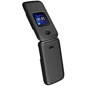 Case with Clip for Go Flip 4 / TCL FLIP Pro Phone, Nakedcellphone Slim Hard Shell Cover and [Rotating/Ratchet] Belt Hip Holster Holder Combo for Alcatel 4056W, 4056L, 4056Z, 4056V - Black