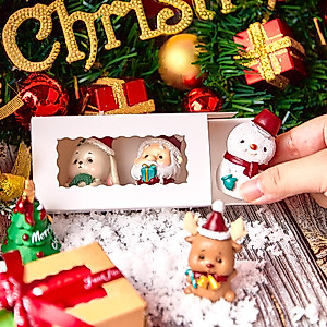 50 Pack Mini Cookie Boxes with Clear Window, 4.17 x 2.16 x 1.37 Inches White Kraft Paper Gift Boxes Bakery Boxes for 2 Macaron Treats Pastry