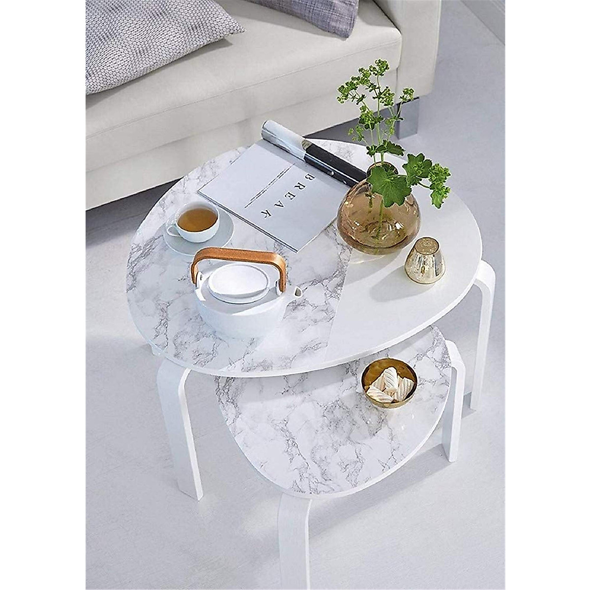 Yancorp 16"x120" White Gray Contact Paper Peel and Stick Wallpaper Marble Removable Wallpaper Pull and Stick Countertops Self-Adhesive Backsplash for Cabinets (16"x120")