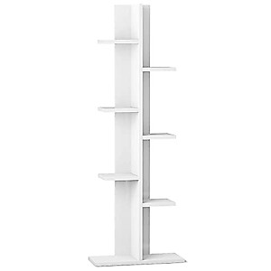 Giantex 7-Tier Bookshelf, Multipurpose Storage Shelf Space-Saving Bookcase Wood Display Shelf Stand for Books Photos Artwork, Pot Plant, Storage Holder Rack w/ 8 Open Well-Arranged Shelves, White