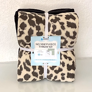 DAVID TEXTILES Leopard Chic Anti-Pill Premium No-Sew Throw Fleece Fabric Kit (50x60), Multi