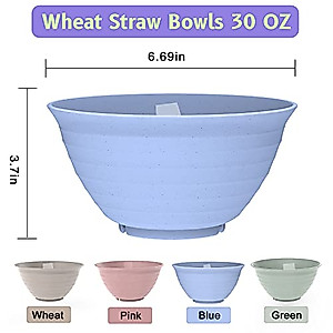 Unbreakable Cereal Bowls 30 OZ, KepRodp Wheat Straw Bowls Reusable, Eco Friendly, Dishwasher & Microwave Safe, BPA Free, Lightweight Bowl for Cereal, Camping, RV, Salad, 4 Pack