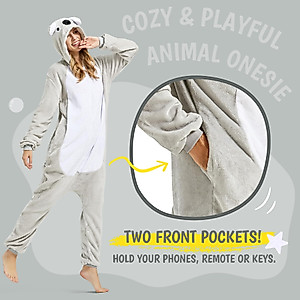 SISKIN Animal Onesie Adult - Koala Halloween Costumes for Women Men Couples Halloween Pajamas Cosplay Animal Onesies XL