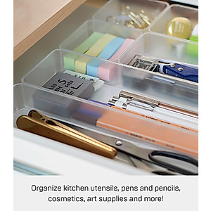 Yamazaki Home Tower Set Of 2 Clear Bottom Storage Cases - Stackable Transparent Organization Bins, Large - Large - Ps Resin
