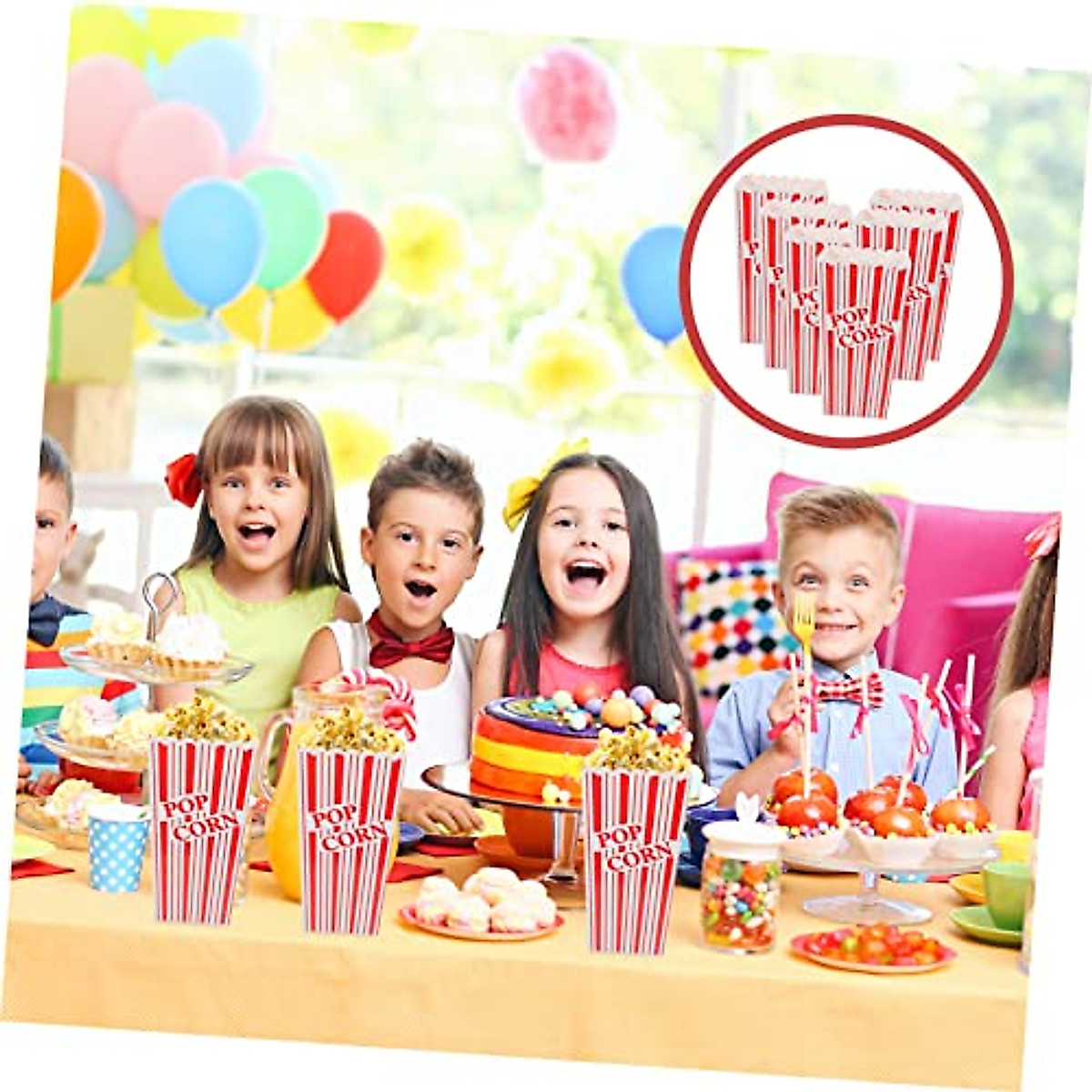 Popcorn Cups Disposable 24 Pcs Popcorn Popcorn Bucket Stripe Paper