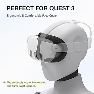 APEXINNO VR Silicone Face Pad Cover for Meta Quest 3 Original Headset Accessories, VR Face Cushion Pad Mask for Oculus Quest 3 Headset Face Pad (Black)