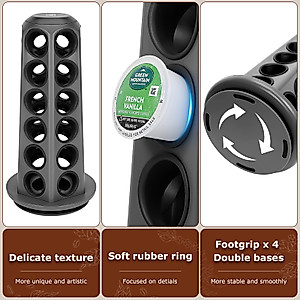 K Cup Holder Carousel-Coffee Pod Holder Organizer Compatible with 36 K-Cups Pods, for Home Kitchen Office Countertop or Coffee Station, Spins 360-Degrees, Detachable, Matte Gray