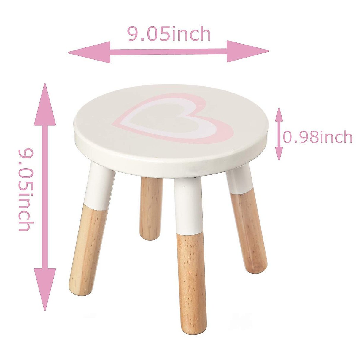 RUYU Wooden Kids Stool for Sitting, 9.1 Inch Solid Hard Wood Chair,Crafted Hand-Painted with Assembled Four-Legged Stool, Bedroom, Playroom, Furniture Stool for Toddler, Children, Boys, Girls