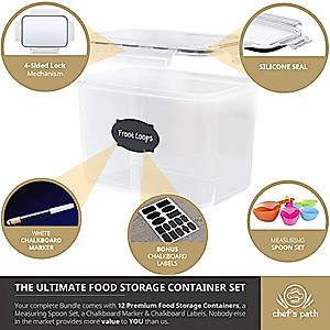Chef's Path Airtight Food Storage Containers for Pantry Organization and Storage (12 PC Set) - BPA Free Baking Storage Containers Set- Kitchen Bulk Food Canisters for Sugar, Flour & Baking Supplies