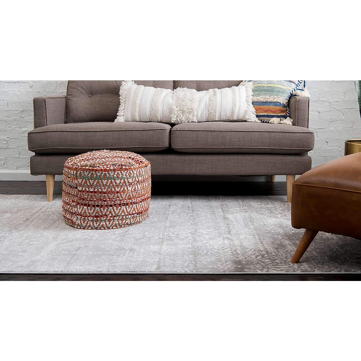 Unique Loom Sofia Collection Area Rug - Grand (6' 1" x 9' Rectangle, Light Gray/ Ivory)