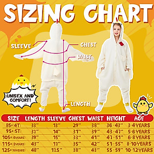 CANASOUR Animal Onesie Kids Halloween Costumes Anime Cosplay Green Animal One Piece Pajamas Unisex 4-12 Years (Chicken White, 10-12 Years)