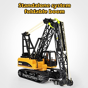 KidsFaves 15 Channel Remote Control Crane Toy,Proffesional Series,1:14 Scale-Rechargeable Battery RC Construction Toy Crane-Heavy Duty Metal Hook, with Lights Sounds for Boys & Girls 8-12