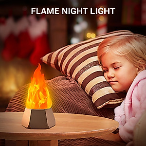 Ollcuz Fake Fire Lamp, USB Rechargeable Flameless Flickering Flame, 3-Mode LED Flame Light for Outdoor Camping Holiday Halloween Christmas Thanksgiving Table Yard Decorations