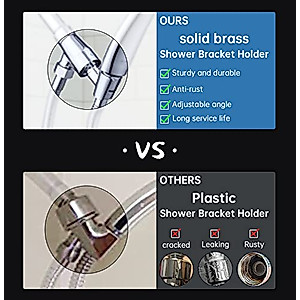 G-Promise All Metal Shower Head Holder with Hose | Solid Brass Adjustable Shower Arm Mount | 71 Inch Flexible Stainless Steel Hose | Wall Mount Handheld Shower Head Replacement (Chrome)