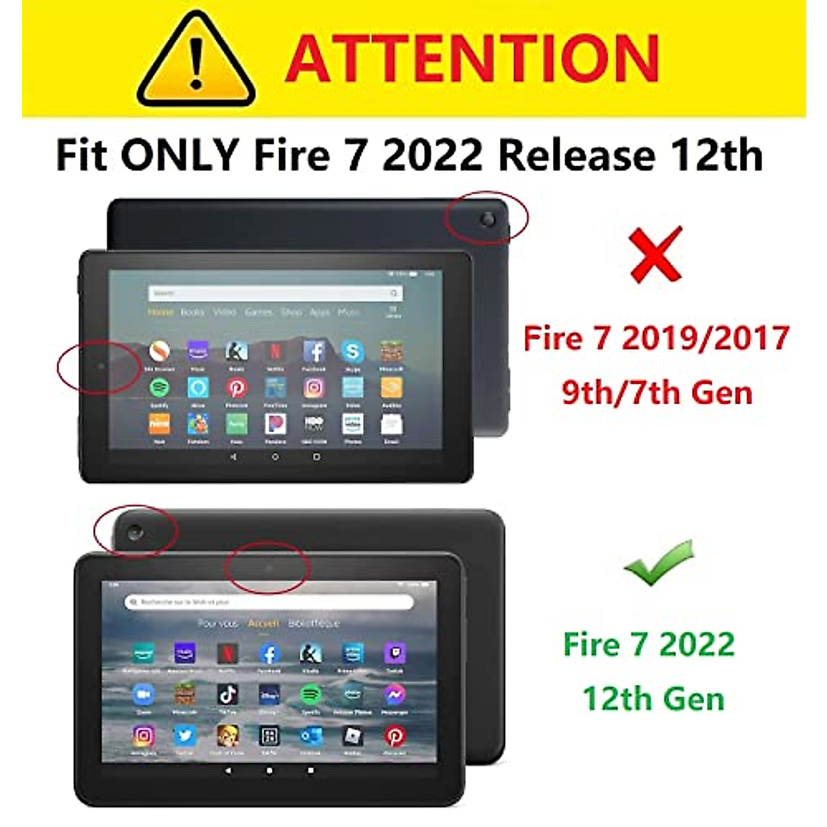 MaoMini for New Kindle Fire 7 Case 12th Generation 2022 Release,Kickstand Heavy Duty Armor Defender Case (Blue)