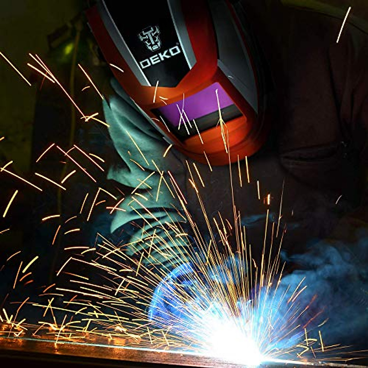 DEKOPRO Welding Helmet Auto Darkening Solar Powered wide viewing field Professional Hood with Wide Lens Adjustable Shade Range 4/9-13 for Mig Tig Arc Weld Grinding Welder Mask