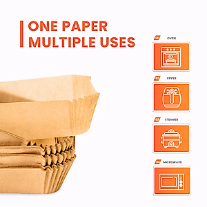 Air Fryer Disposable Paper Liners - 100 Pieces Square Non Stick Parchment Airfryer Filter Liner Basket Sheets 8 Inch for Baking & Oil Proof, Blue, 6